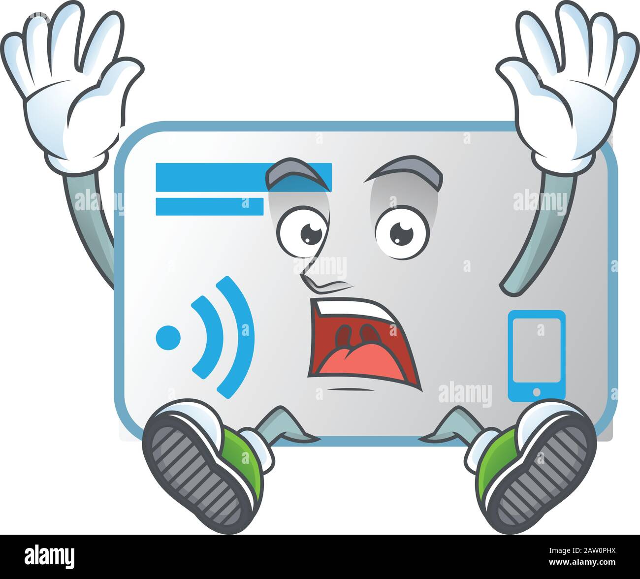 A picture of NFC card cartoon design with shocking gesture Stock Vector ...