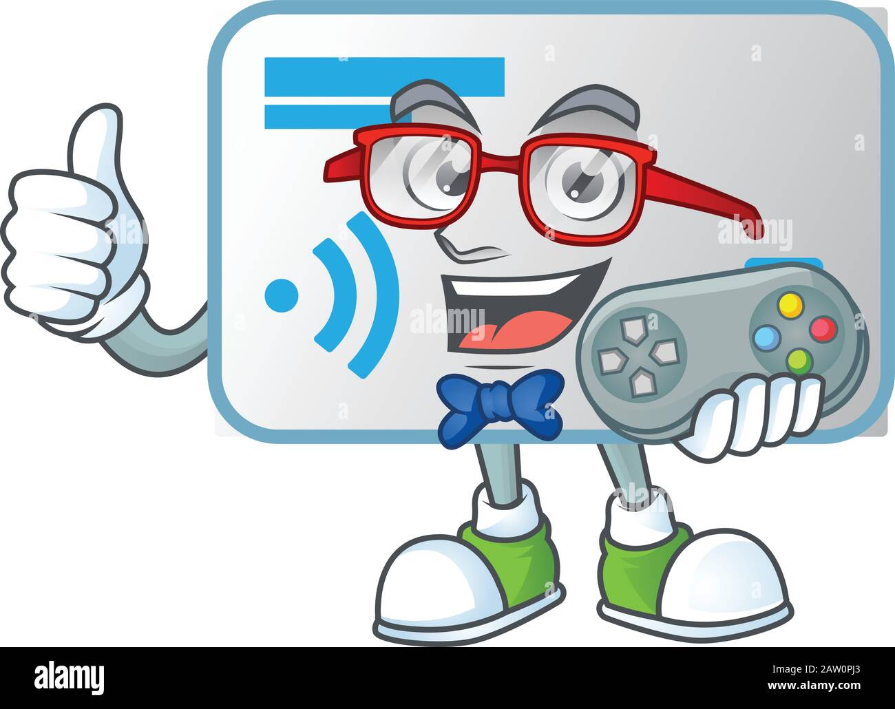 An attractive gamer NFC card cartoon character design Stock Vector ...