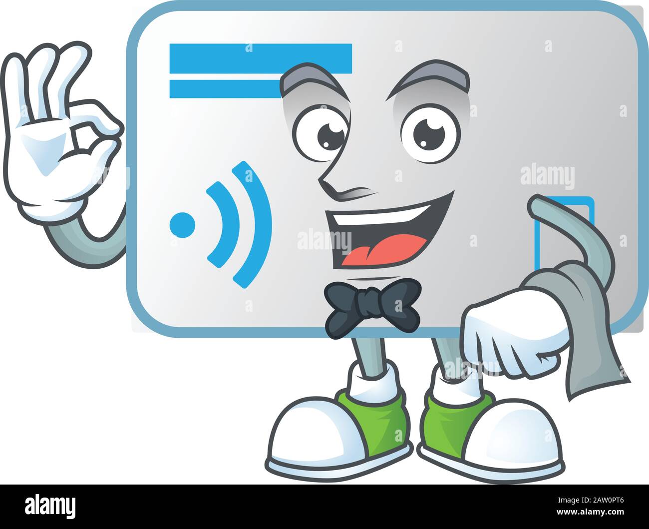A NFC card cartoon mascot working as a Waiter Stock Vector Image & Art ...