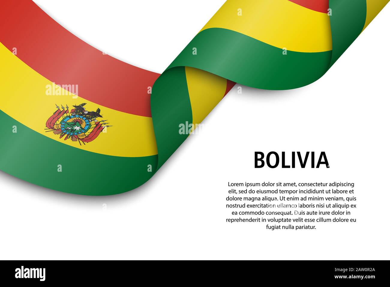 Waving ribbon or banner with flag of Bolivia. Template for independence ...