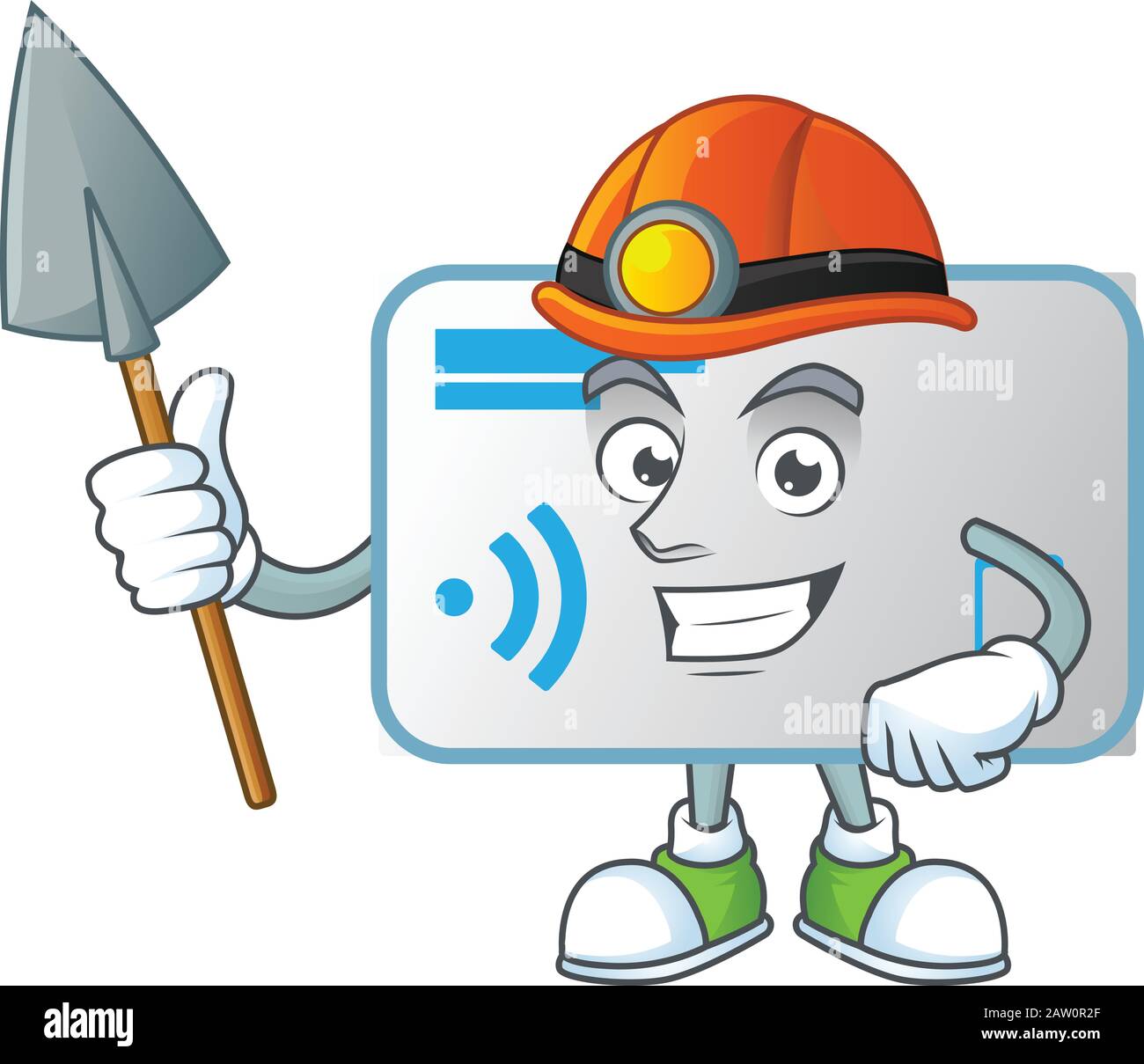 Cool clever Miner NFC card cartoon character design Stock Vector Image ...