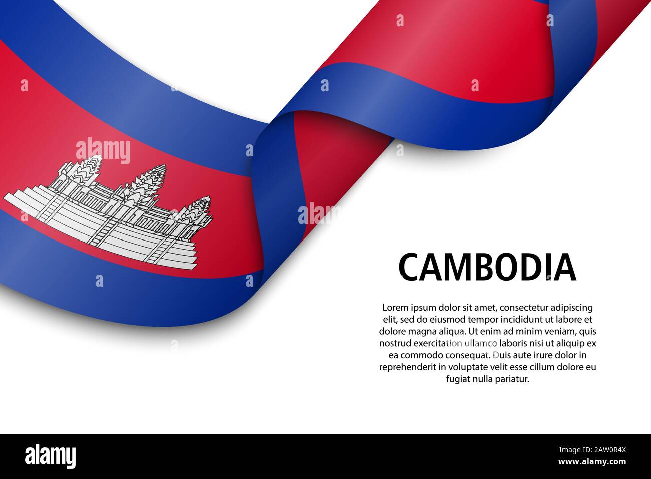 Waving ribbon or banner with flag of Cambodia. Template for independence day poster design Stock ...