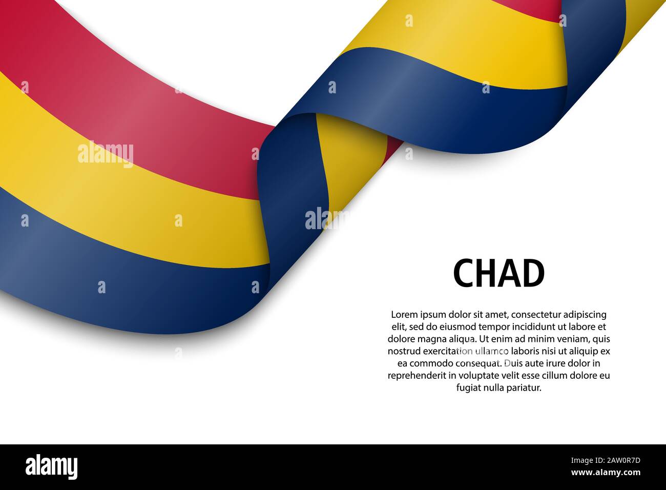Waving ribbon or banner with flag of Chad. Template for independence ...
