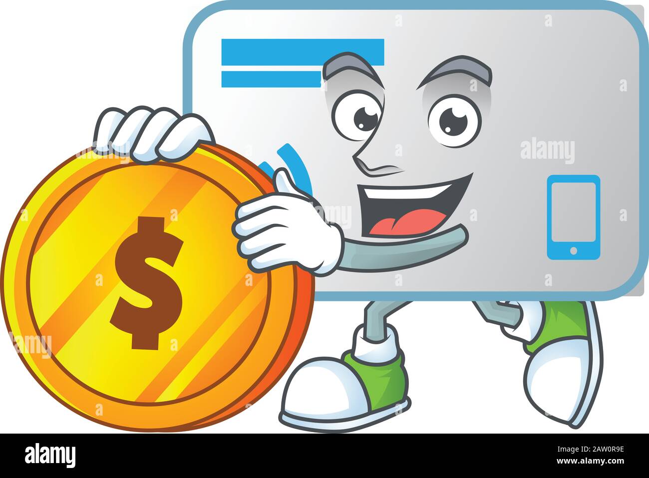 an elegant NFC card mascot cartoon design with gold coin Stock Vector ...