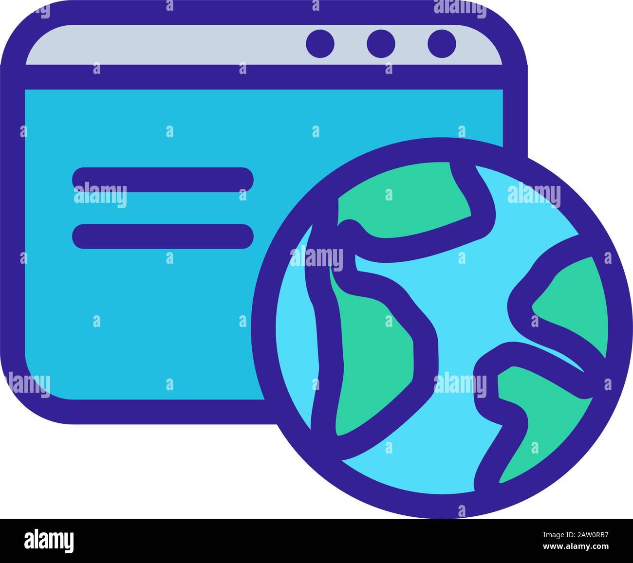 Browser planet icon vector. Isolated contour symbol illustration Stock ...