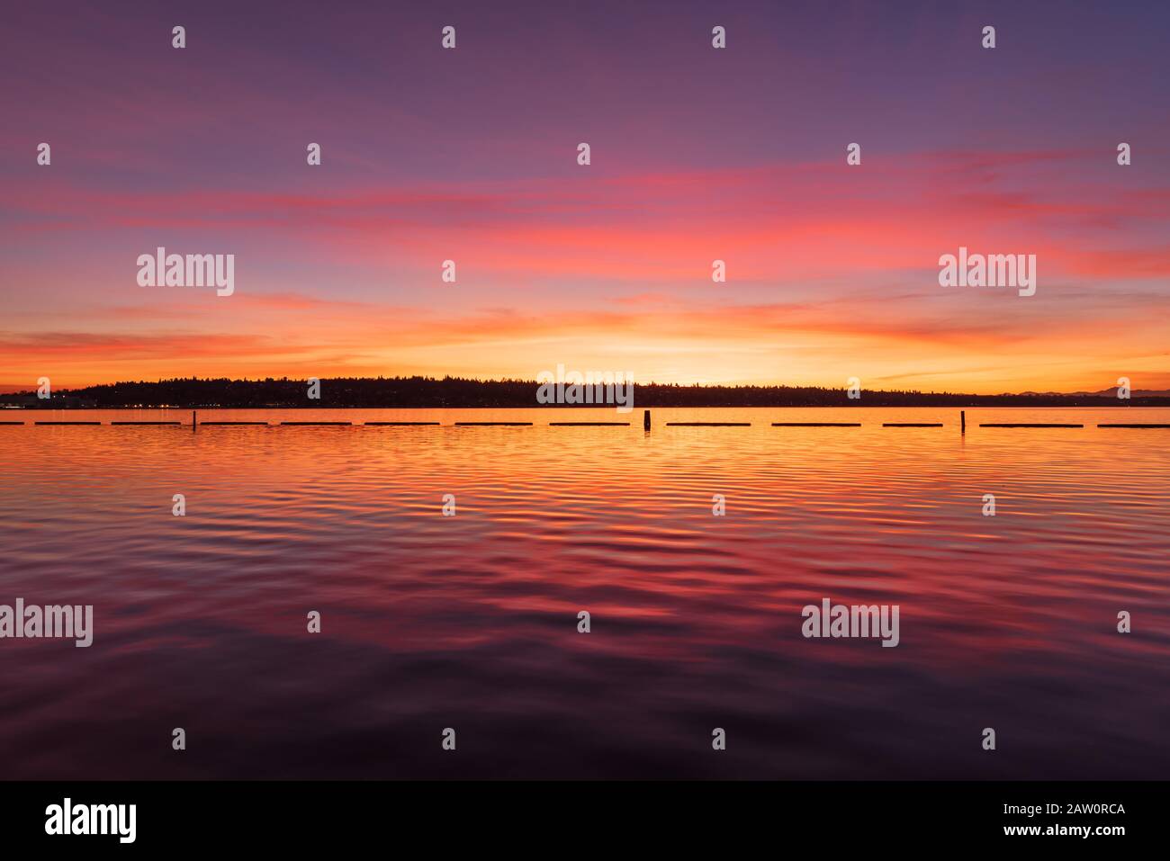 Sunset at Gene Coulon Memorial Beach Park, Renton Washington Stock ...