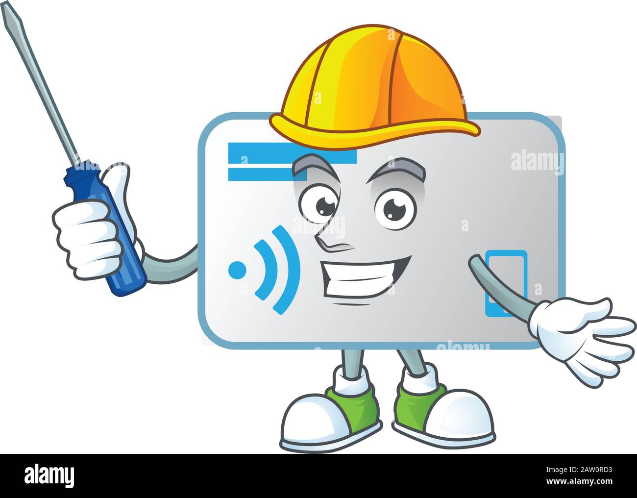 Smart automotive NFC card in cartoon character style Stock Vector Image ...