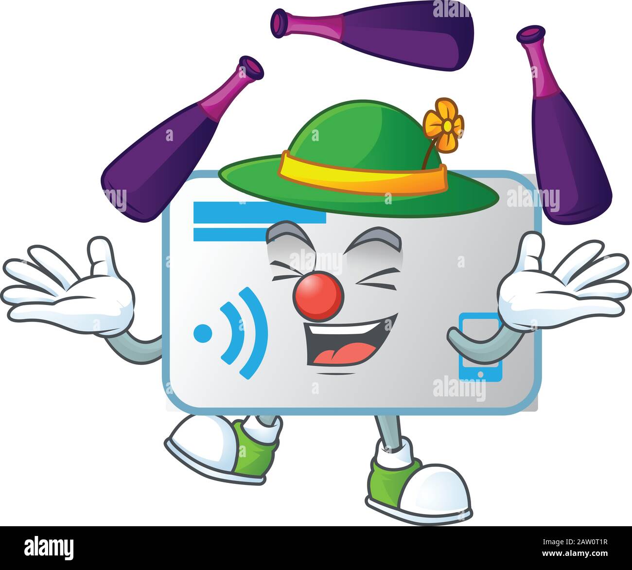 Smart NFC card cartoon character style playing Juggling Stock Vector ...