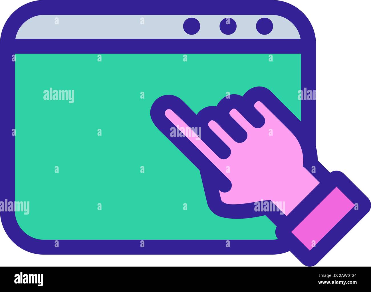 Browser hand icon vector. Isolated contour symbol illustration Stock ...