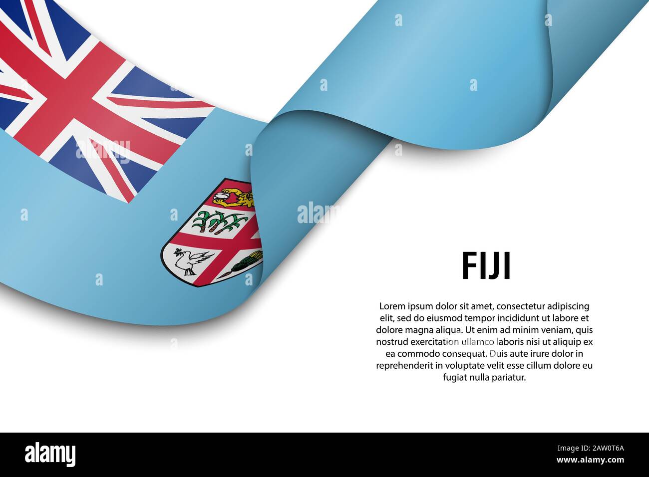 Waving ribbon or banner with flag of Fiji. Template for independence day poster design Stock ...