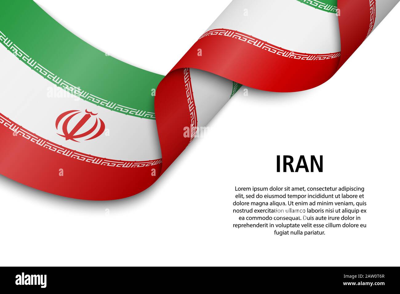 Waving ribbon or banner with flag of Iran. Template for independence ...