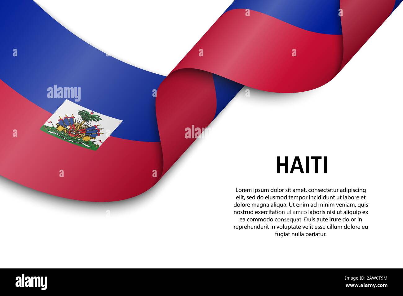 Waving ribbon or banner with flag of Haiti. Template for independence ...