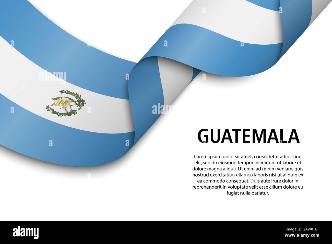 Waving ribbon or banner with flag of Guatemala. Template for ...