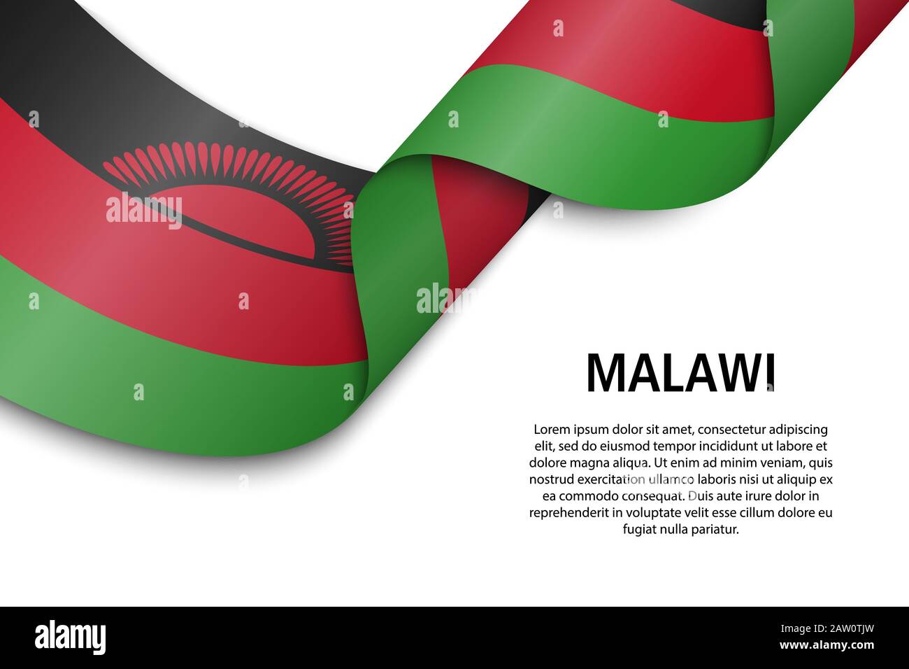 Waving ribbon or banner with flag of Malawi. Template for independence day poster design Stock ...