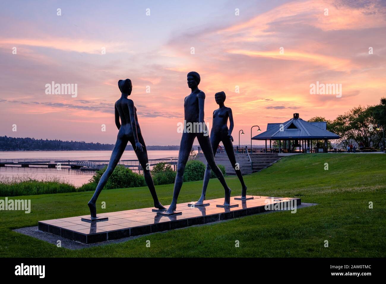 Sunset at Gene Coulon Memorial Beach Park, Renton Washington Stock ...