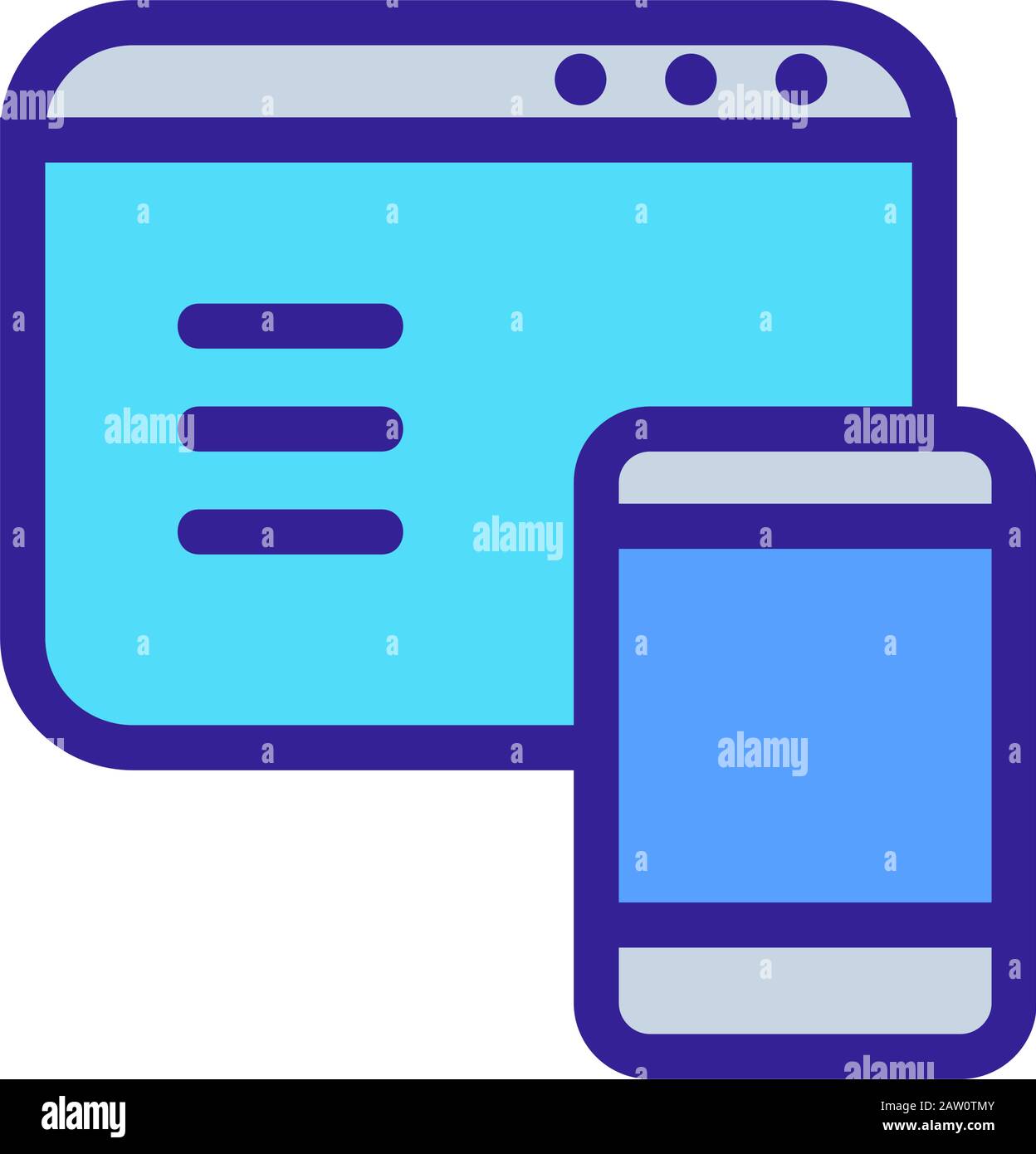 Browser phone icon vector. Isolated contour symbol illustration Stock ...