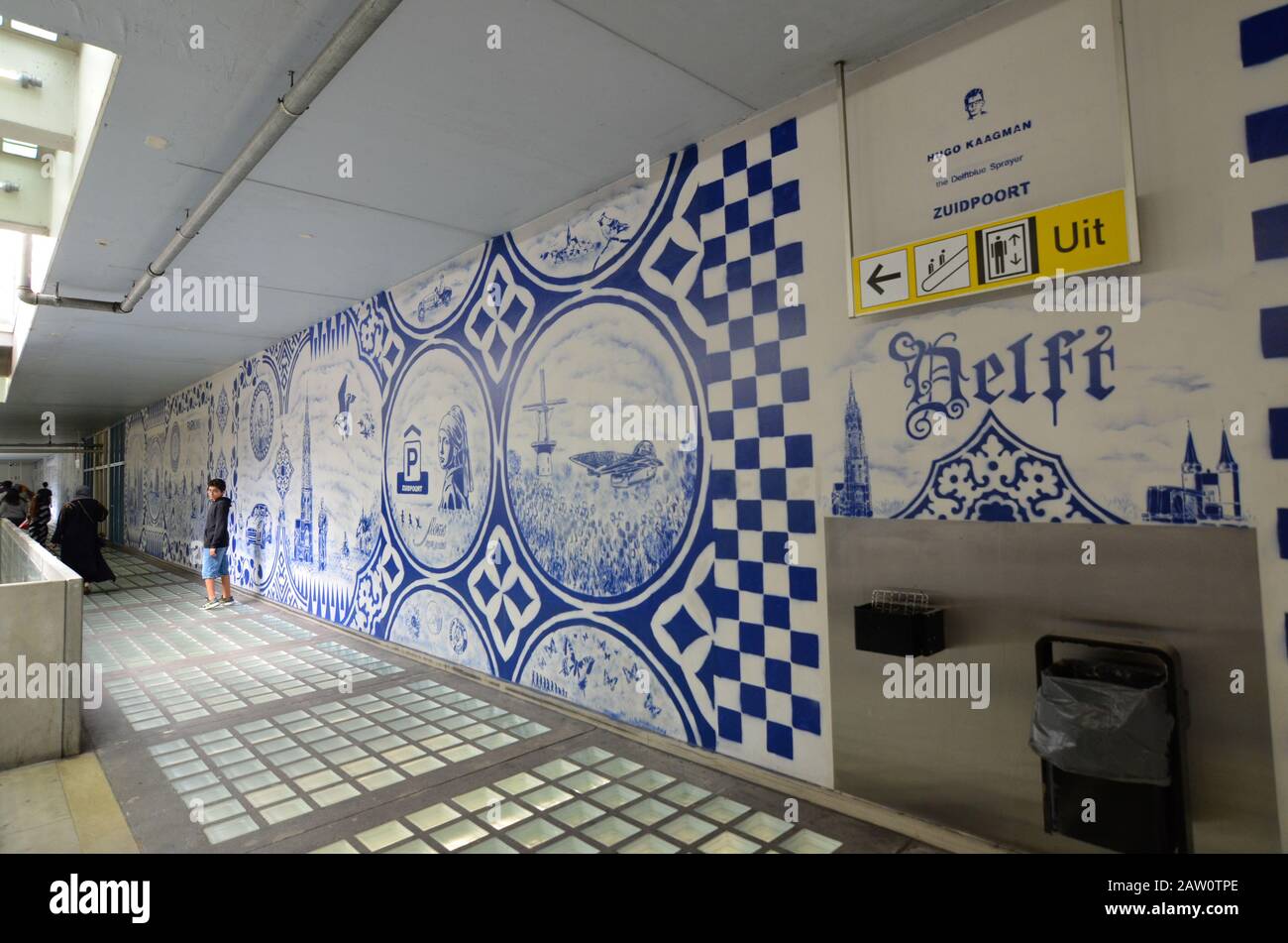 Delft, the netherlands, august 2019. The famous blue and white ceramics ...