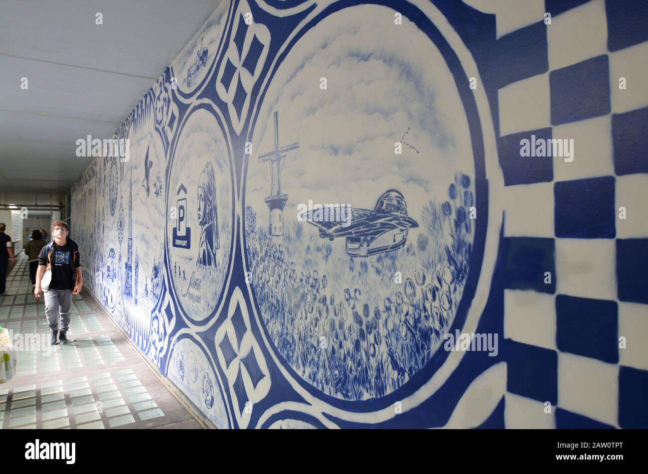 Delft, the netherlands, august 2019. The famous blue and white ceramics ...
