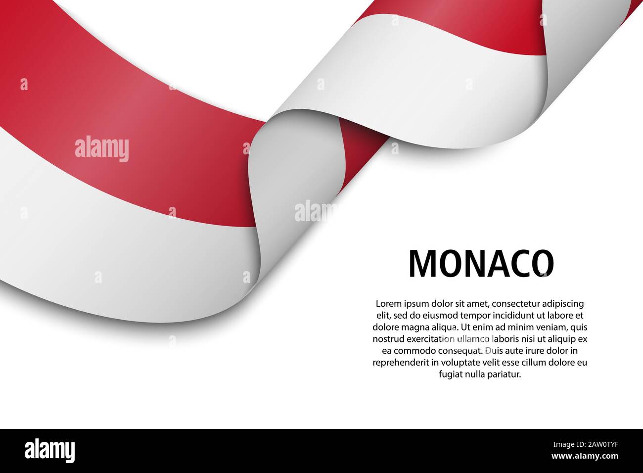 Waving ribbon or banner with flag of Monaco. Template for independence day poster design Stock ...