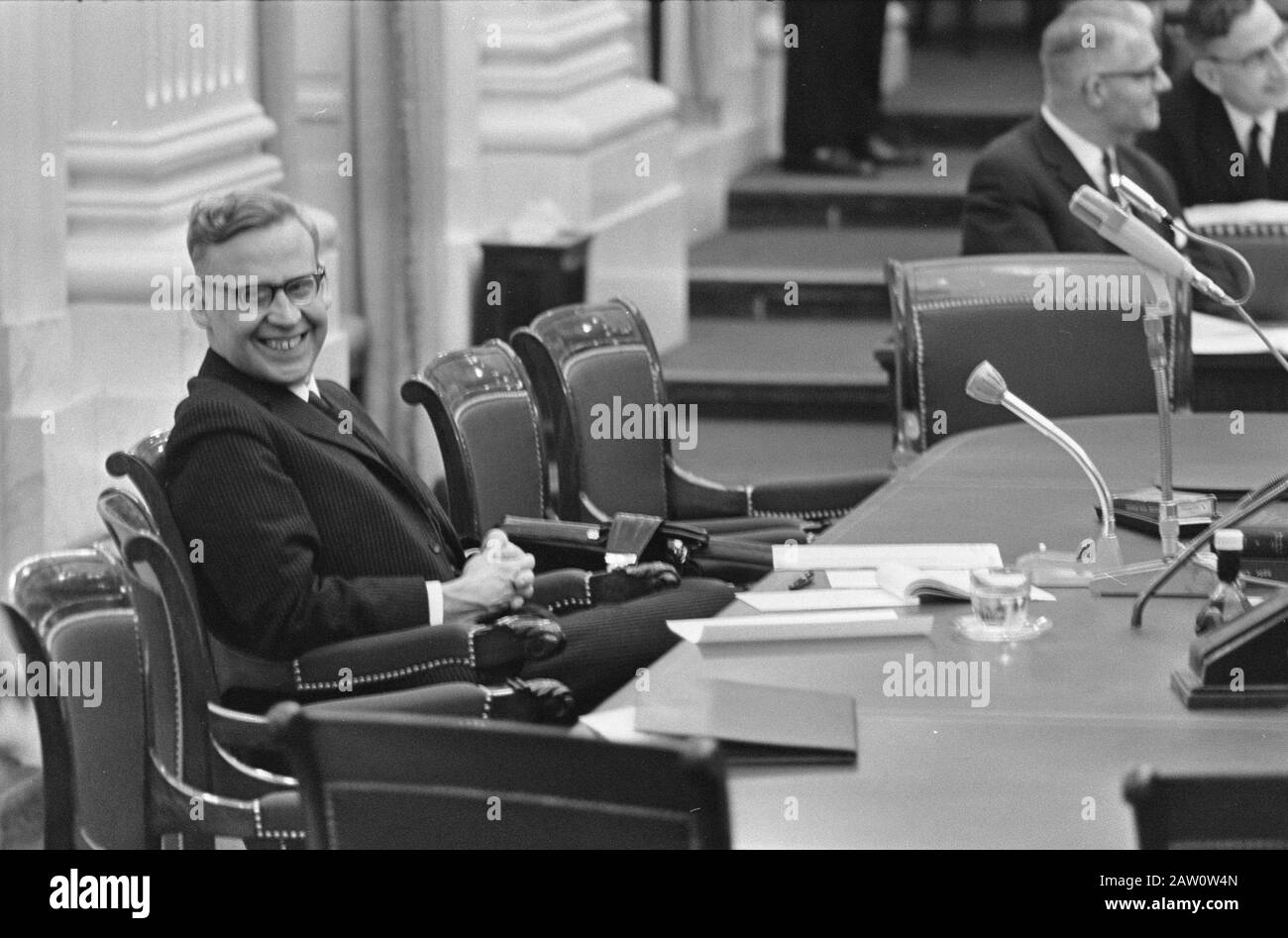 Numerus Clausus in parliament, Minister Diepenhorst smiling behind ...