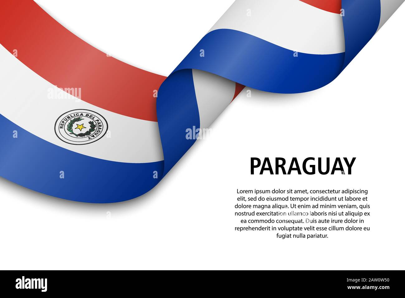 Waving ribbon or banner with flag of Paraguay. Template for ...