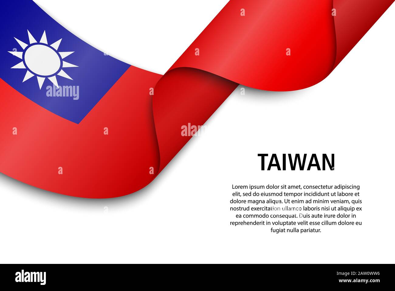 Waving ribbon or banner with flag of Taiwan. Template for independence ...