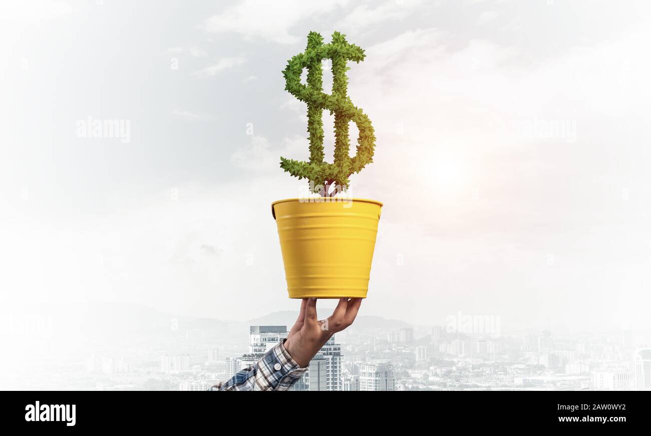 Green plant in shape of dollar sign grows Stock Photo - Alamy