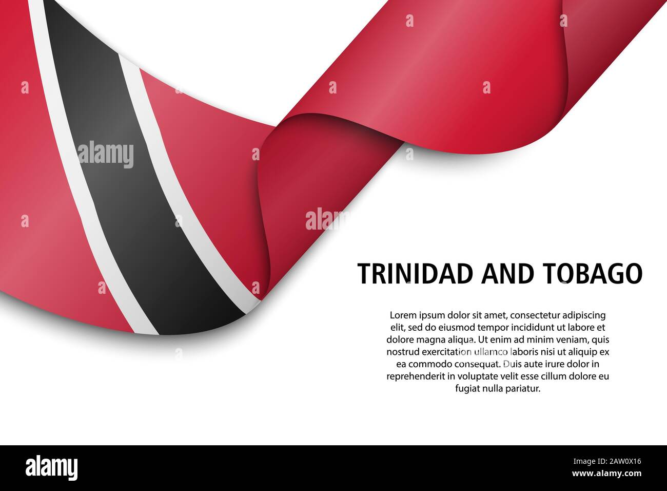 Waving ribbon or banner with flag of Trinidad and Tobago. Template for ...