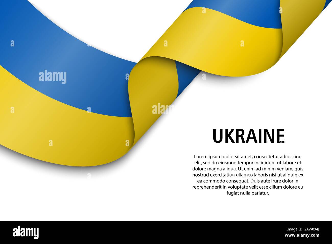 Waving ribbon or banner with flag of Ukraine. Template for independence day poster design Stock ...