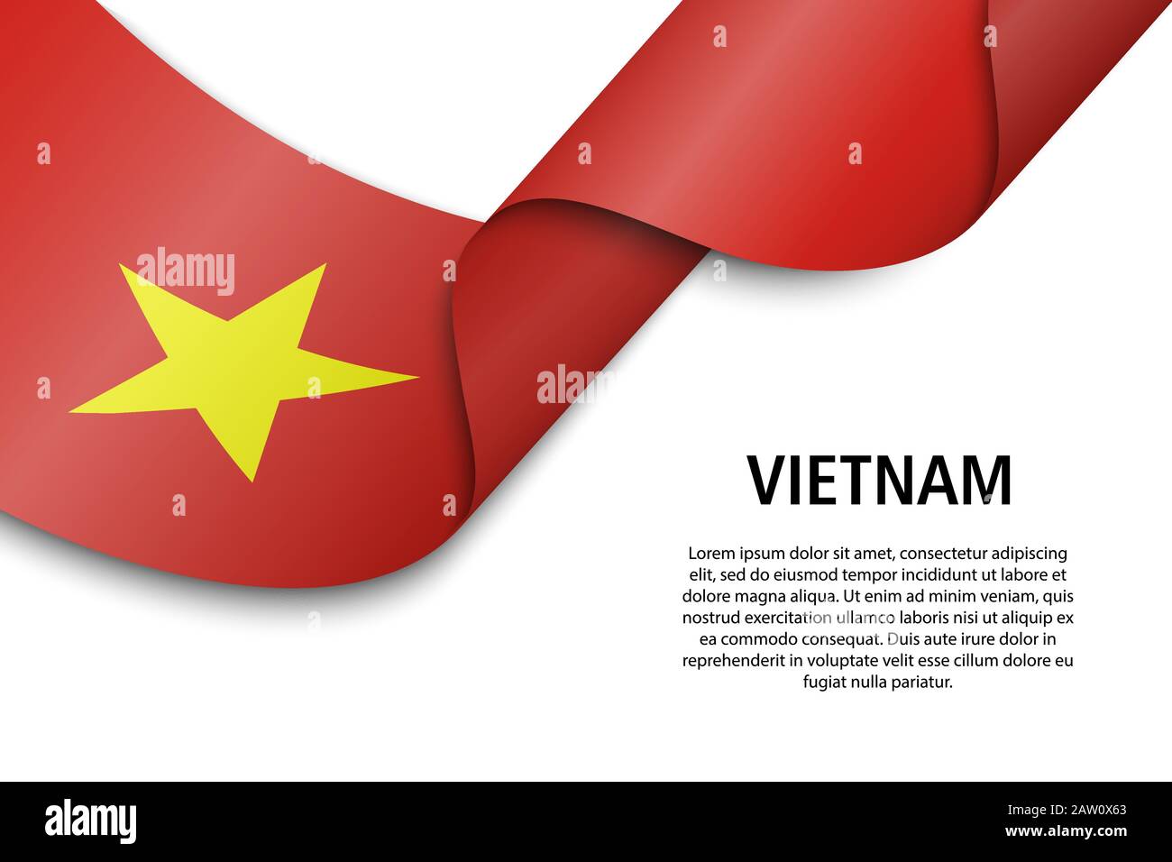 Waving ribbon or banner with flag of Vietnam. Template for independence ...