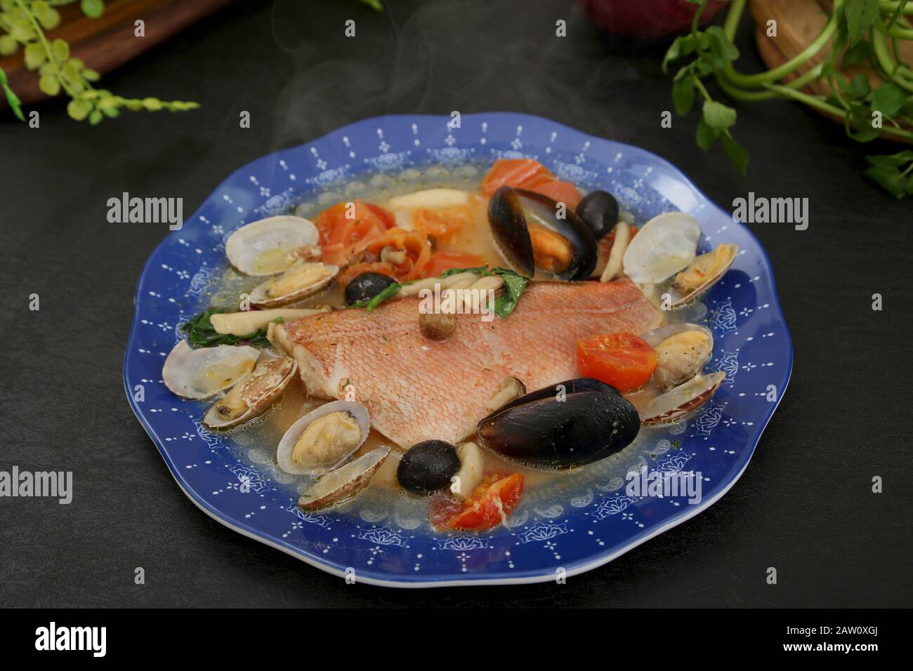 Acqua Pazza of alfonsino Stock Photo - Alamy