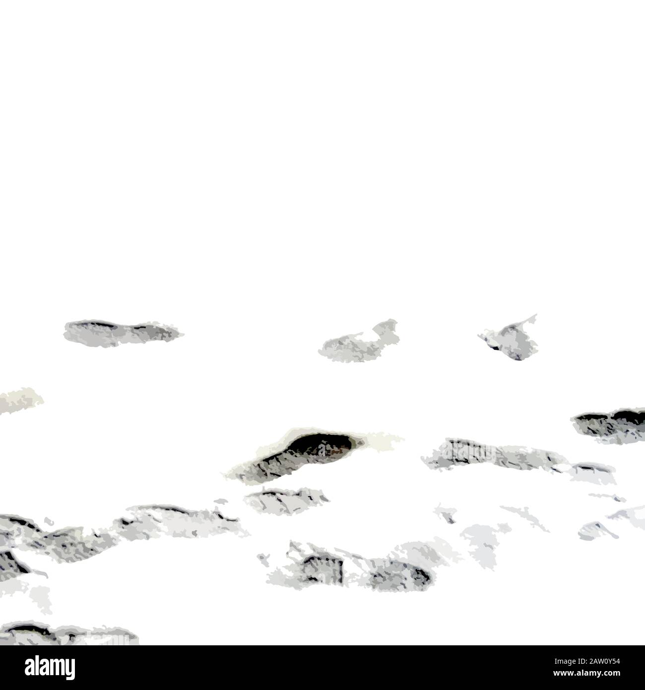 footprints human shoes silhouette in snow . Design Element . Traces of ...