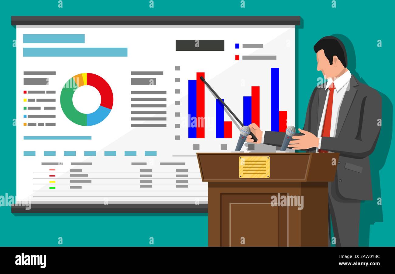 Businessman giving lecture presentation Stock Vector Images - Alamy