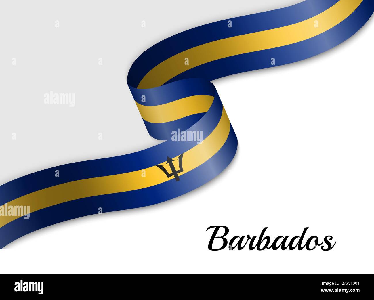 waving ribbon flag of Barbados. Template for independence day banner ...