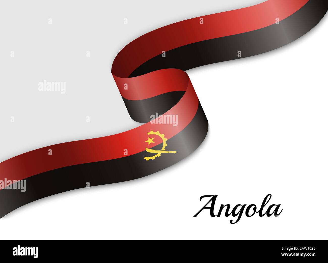 waving ribbon flag of Angola. Template for independence day banner ...