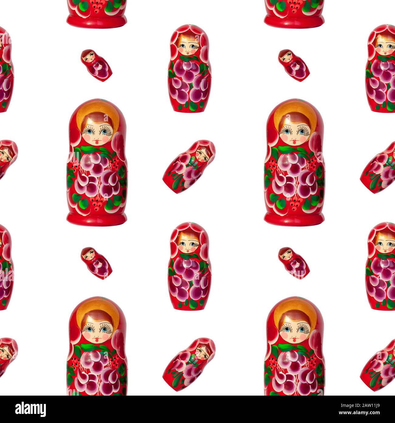 Seamless pattern of matreshka nesting doll on white background isolated ...