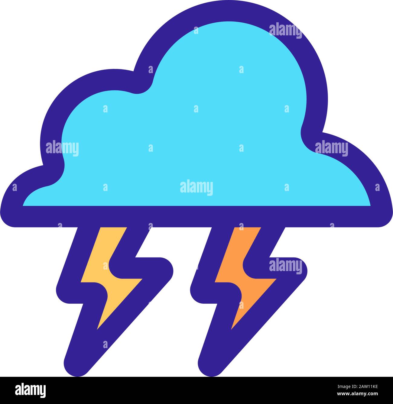 Lightning Storm Hurricane Icon Vector. Isolated contour symbol ...