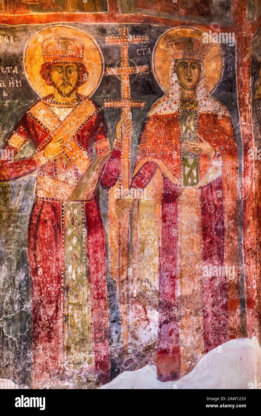 Frescos inside church at Holy Mother of God (Sv Mala Bogorodica ...