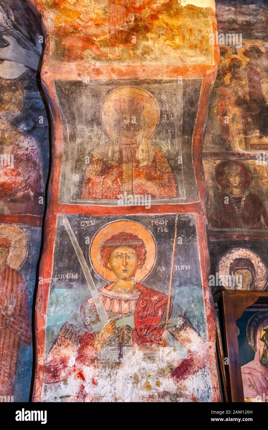 Frescos inside church at Holy Mother of God (Sv Mala Bogorodica ...