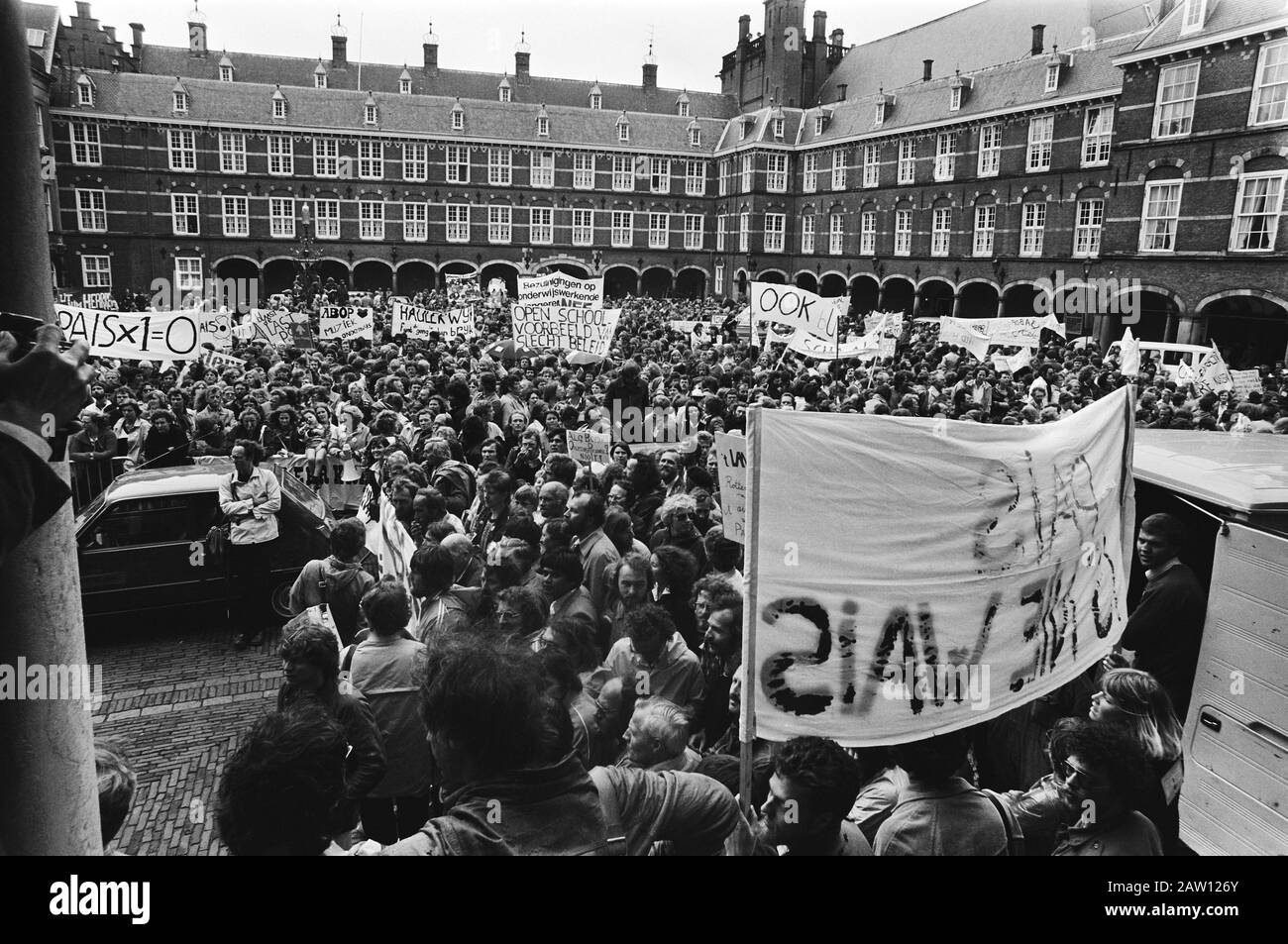 Teachers protest at Courtyard; Chamber President Dolman (left) and MP ...