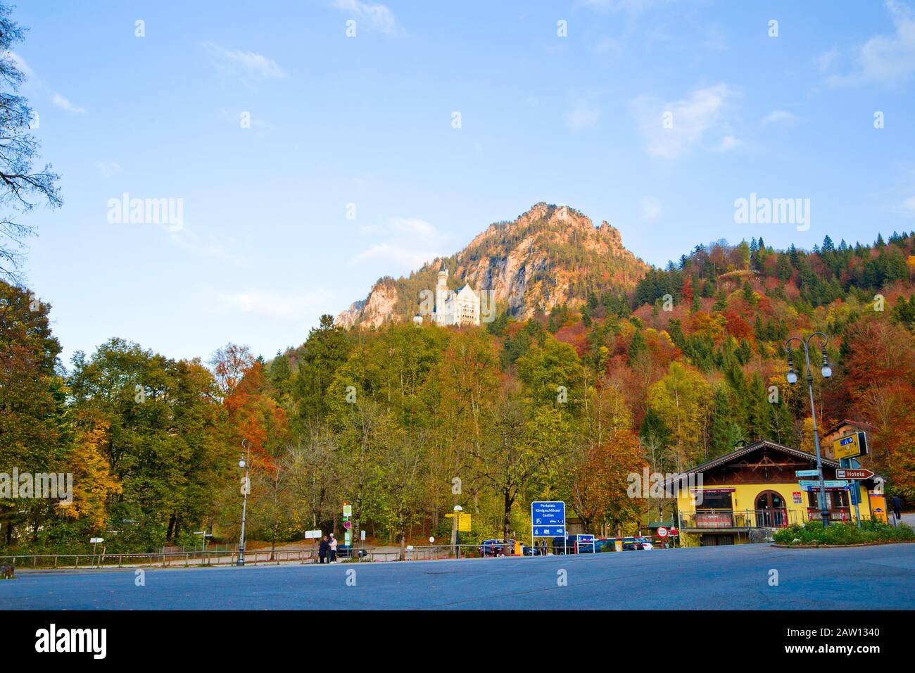 Hohenschwangau, Germany - October, 2019: view of Neuschwanstein Castle ...