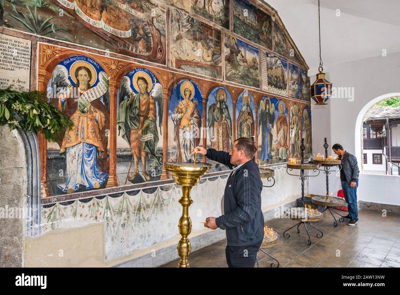 Votive candles at Monastery of Sveti Jovan Bigorski, Macedonian ...