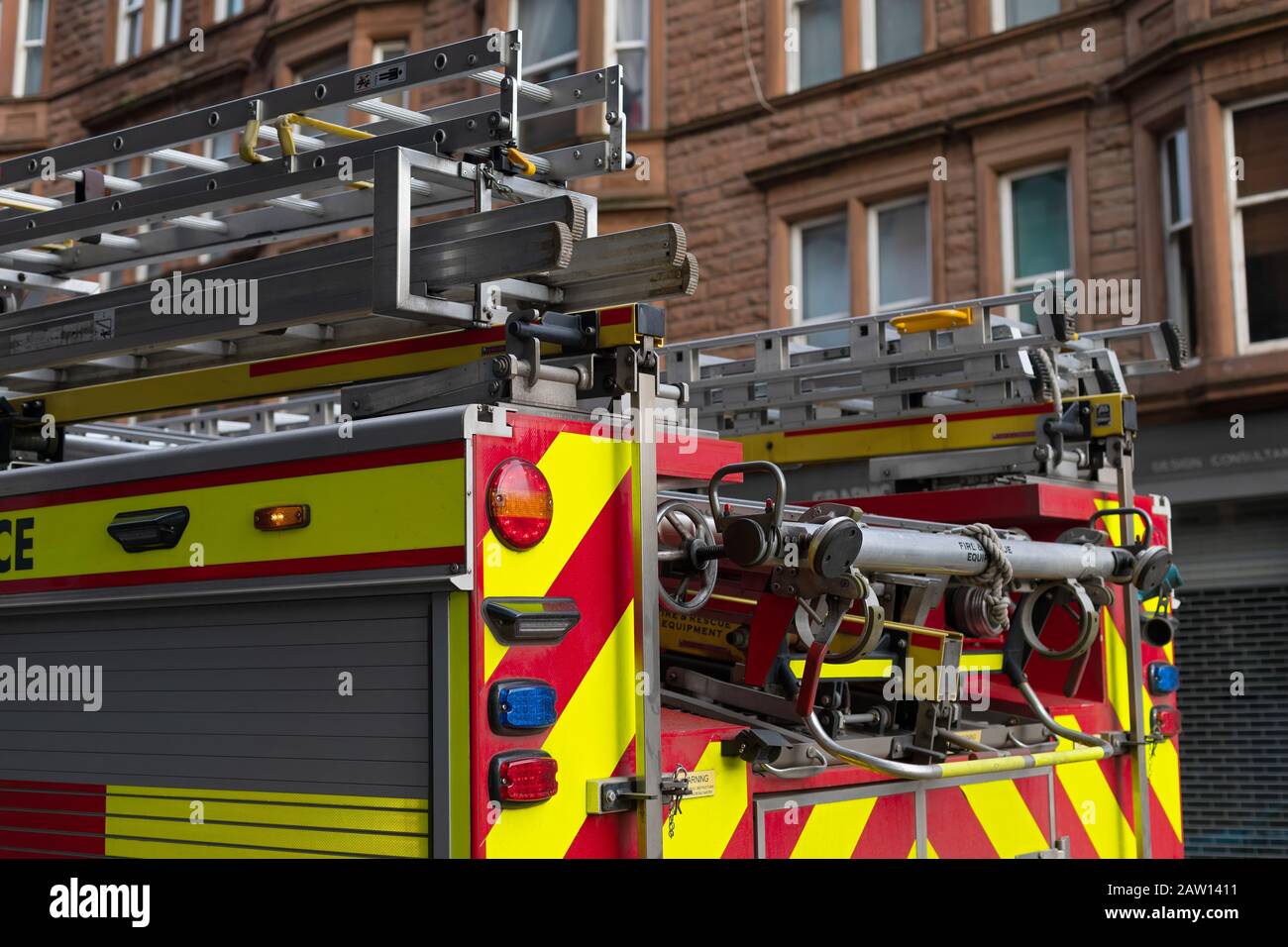 Picture of a new fire truck on mission in Scotland Stock Photo - Alamy