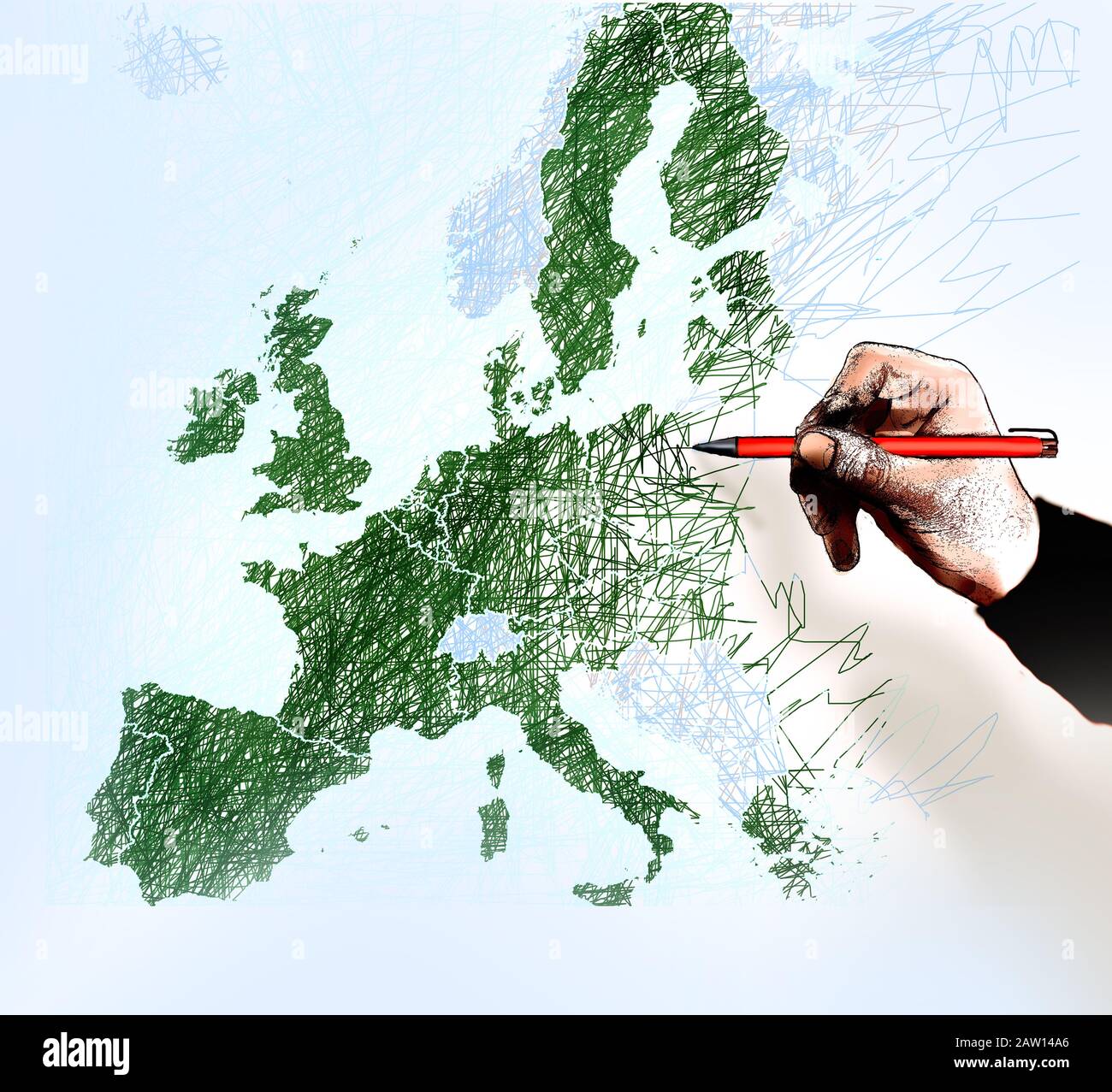 Draw map europe hi-res stock photography and images - Alamy