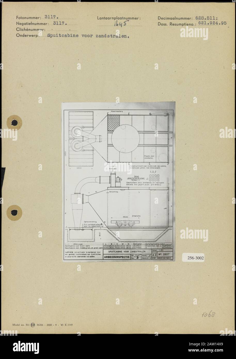 Drawing of a spray booth for sandblasting Date: undated Keywords: spray ...