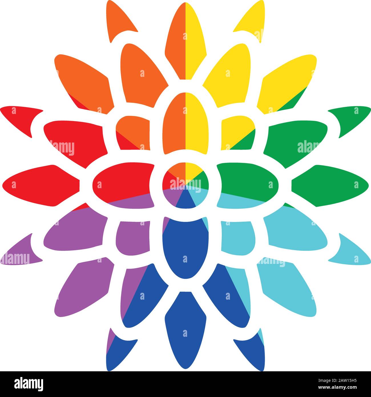 Rainbow Ray Flower Chrysanthemum Flat Vector Icon for Printing ...
