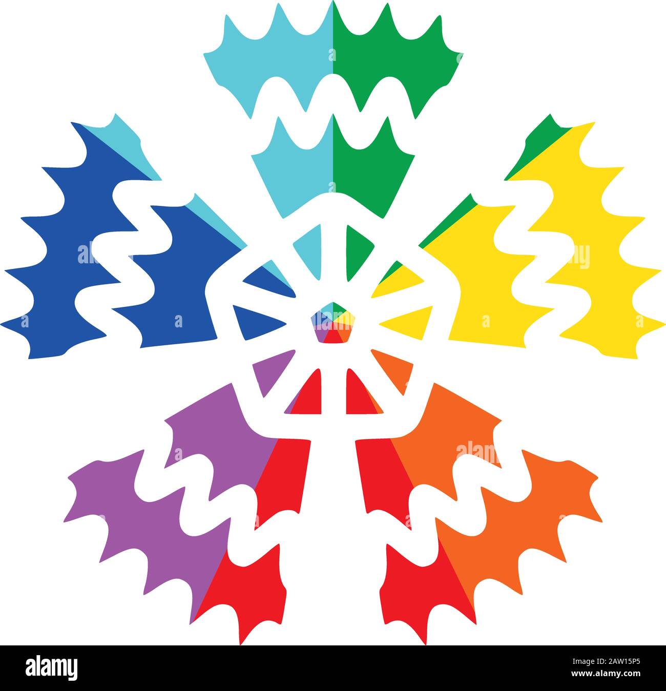 Rainbow Ray Flower Dianthus Flat Vector Icon for Printing Anticlockwise ...