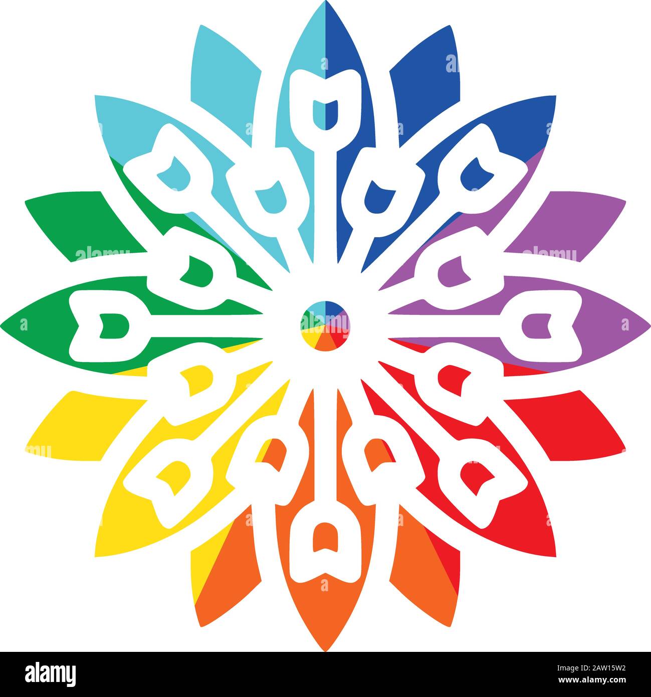 Rainbow Ray Flower Astrantia Flat Vector Icon for Printing Clockwise E ...