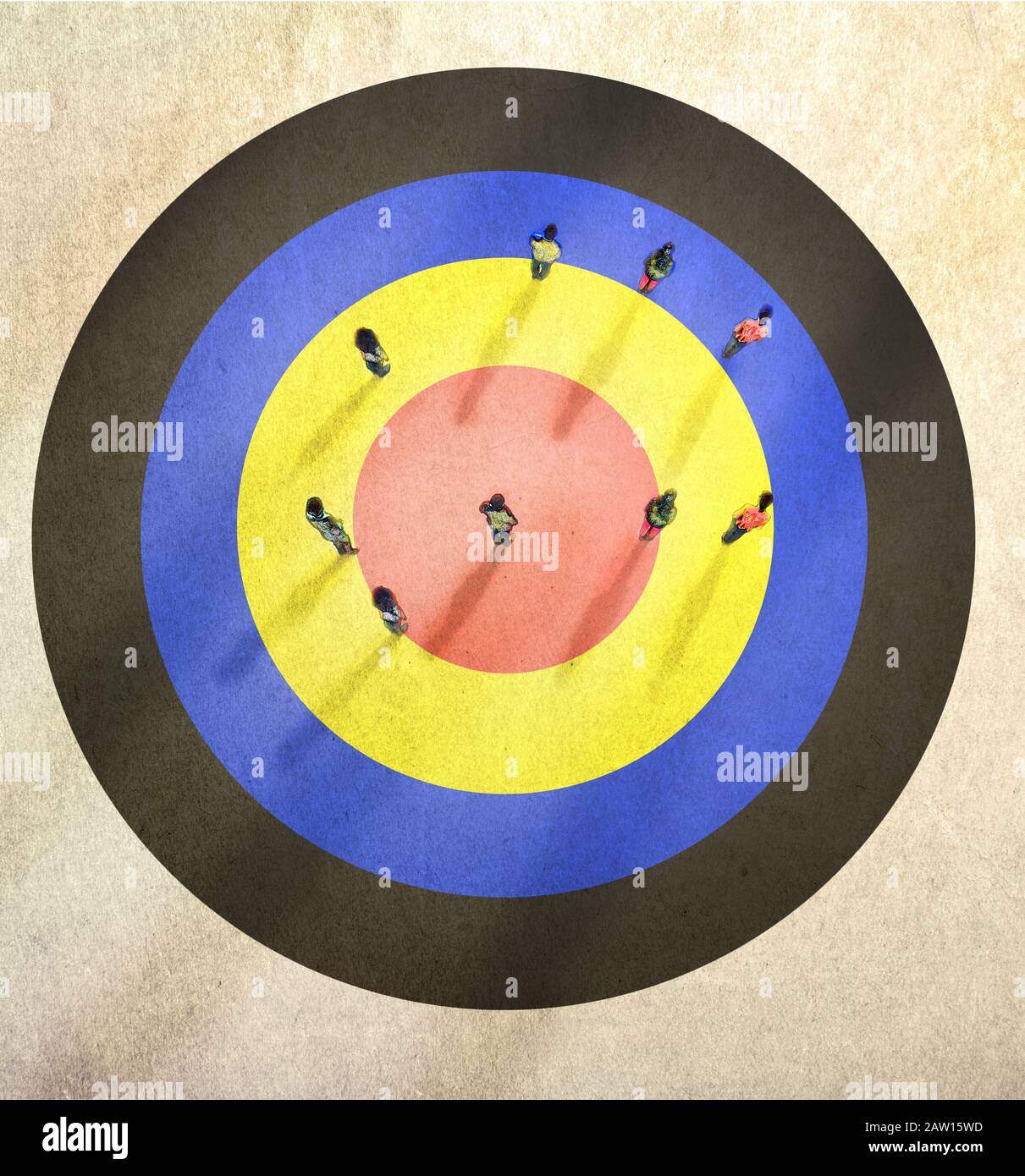 aerial view of a group of people standing on a target Stock Photo - Alamy