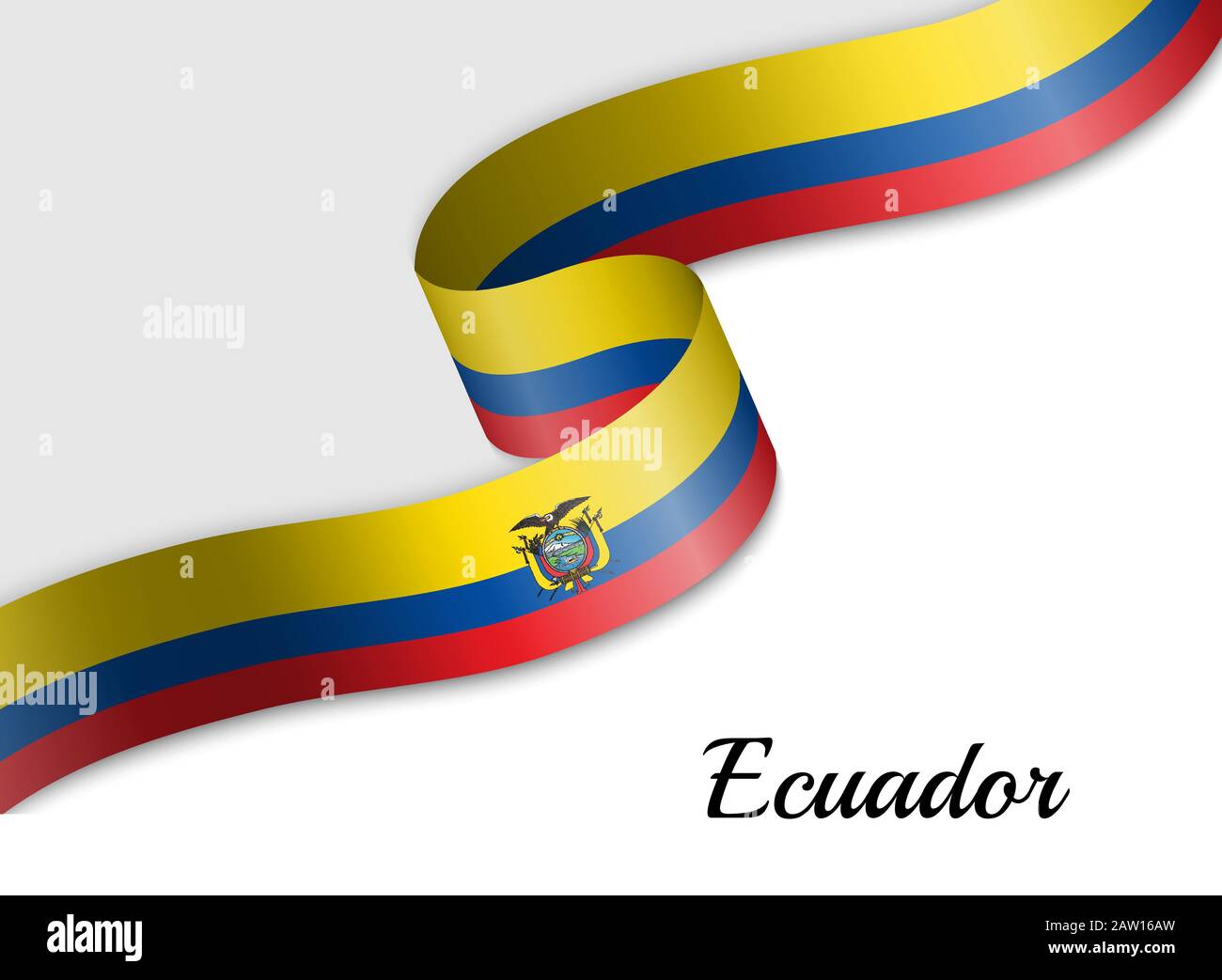 waving ribbon flag of Ecuador. Template for independence day banner ...